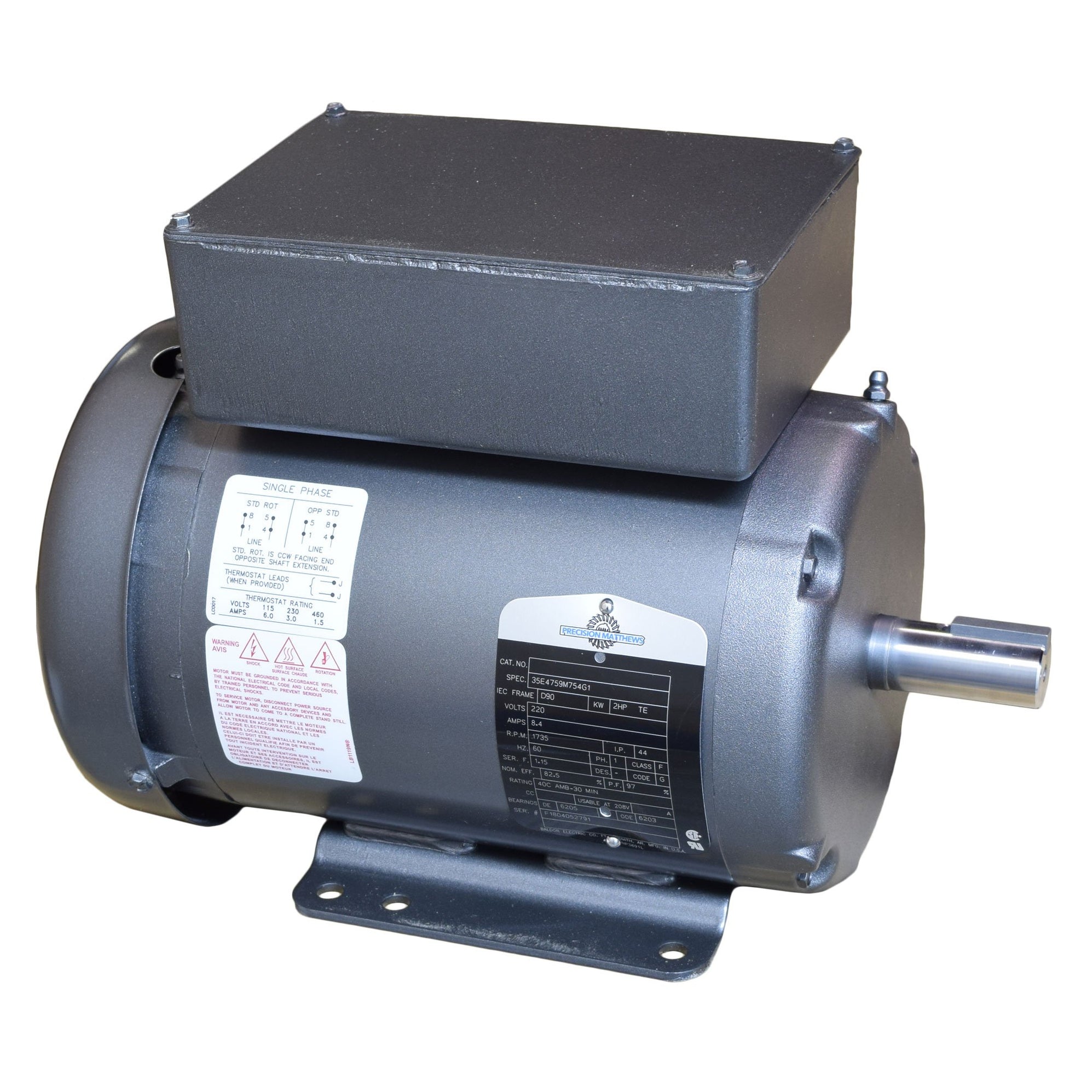 2 HP SINGLE PHASE USA MADE BALDOR Motor - 90S / 90L Motor Frame ...