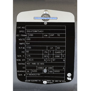 2 HP SINGLE PHASE USA MADE BALDOR Motor - 90S / 90L Motor Frame ...